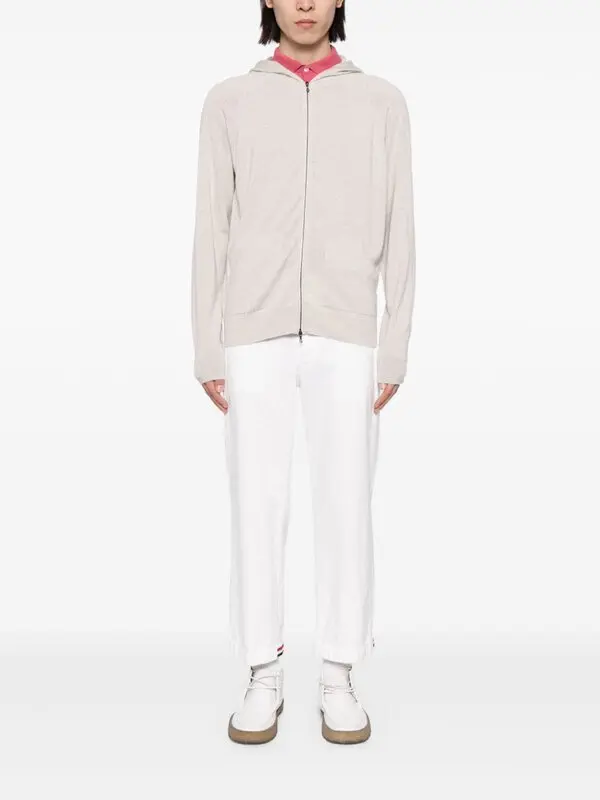 John Smedley Merino Zipped Hoodie - Neutrals