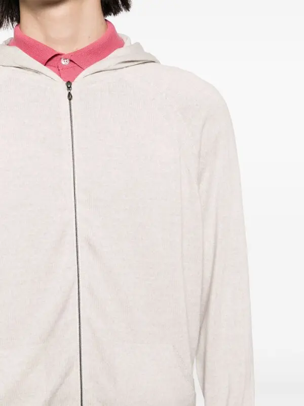 John Smedley Merino Zipped Hoodie - Neutrals
