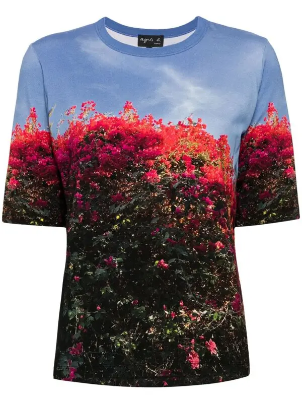 AGNES B. Bougainvilleas-print T-shirt