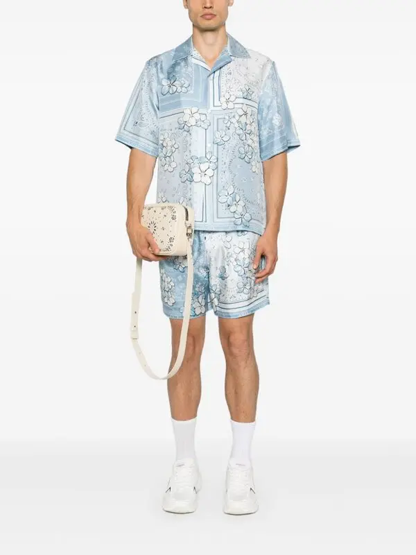 Amiri Bandana Floral Silk Shorts