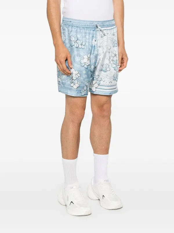 Amiri Bandana Floral Silk Shorts