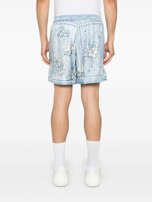 Amiri Bandana Floral Silk Shorts
