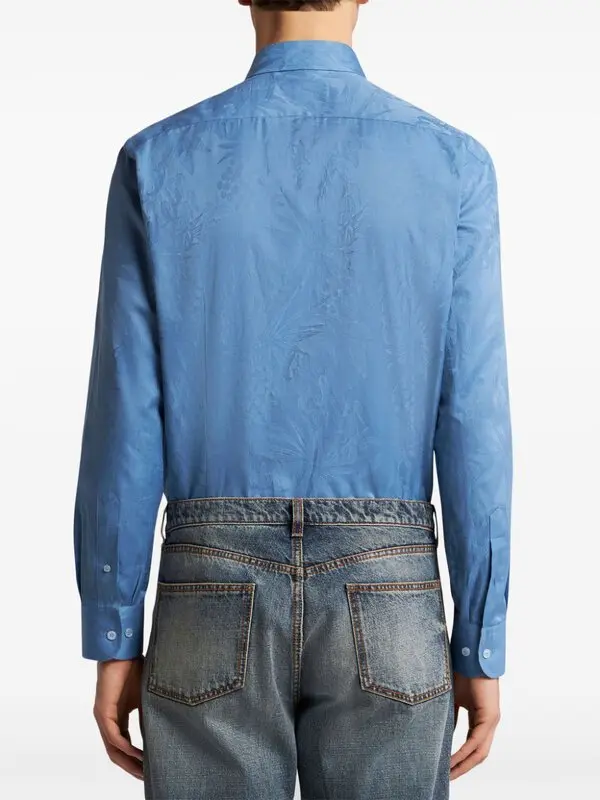 Etro Jacquard-print Cotton Shirt - Blue