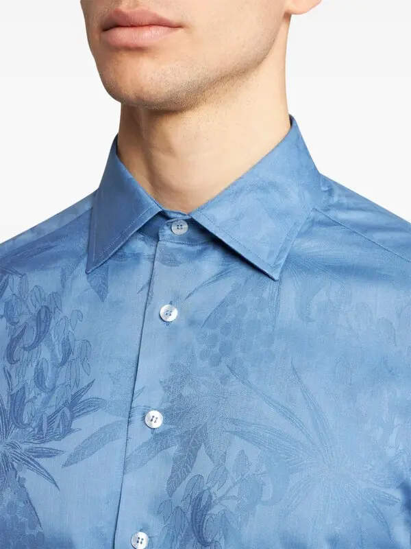 Etro Jacquard-print Cotton Shirt - Blue