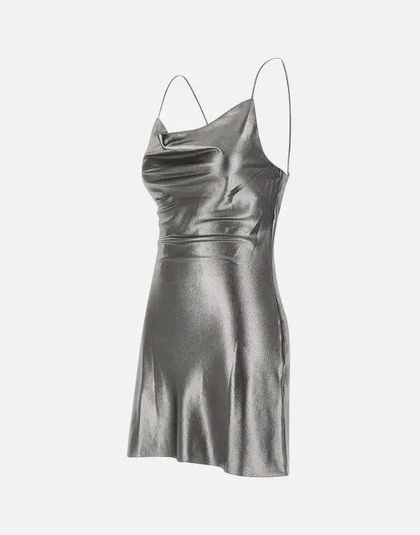 Remain Birger Christensen Metallic Mini Slip Dress - Silver | Editorialist