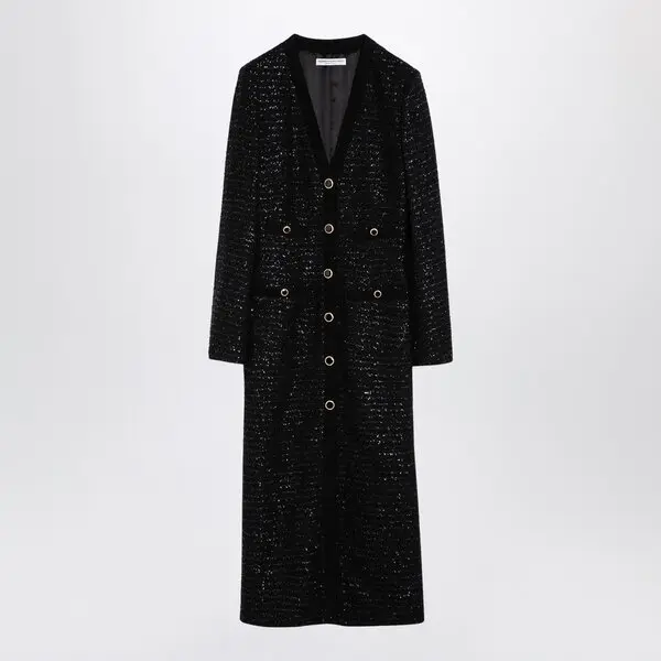 tailored sparkle boucle pocket detail long sleeve midi dress Black Tailored Sparkle Boucle Pocket Detail Long Sleeve Midi Dress