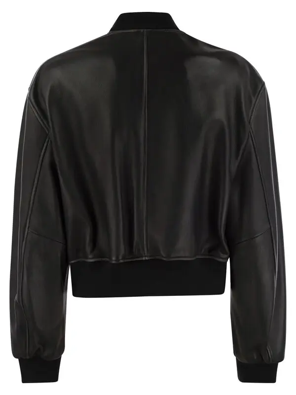Max Mara Hiltex Nappa Leather Bomber Jacket