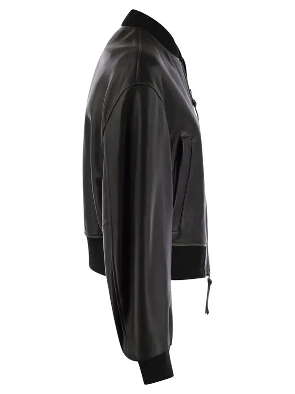 Max Mara Hiltex Nappa Leather Bomber Jacket