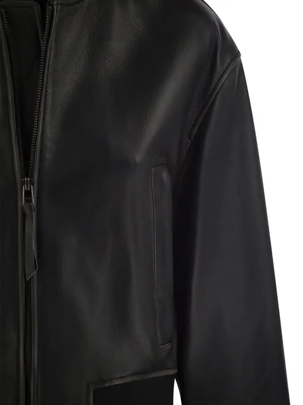 Max Mara Hiltex Nappa Leather Bomber Jacket
