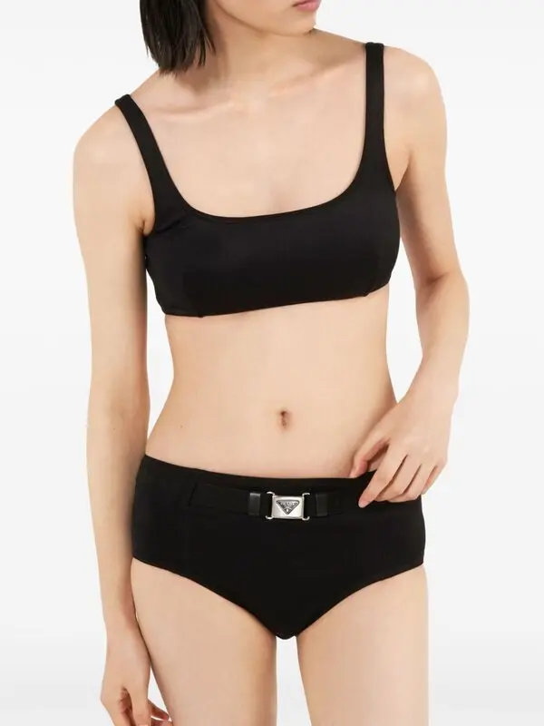 Prada Triangle-logo Belted Bikini Bottom