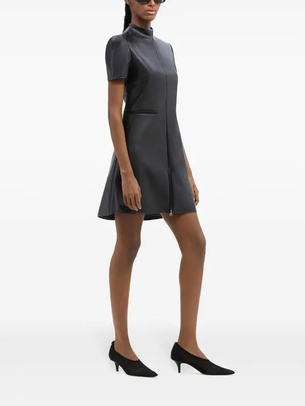 a line faux leather dress Faux-Leather A-Line Midi Dress
