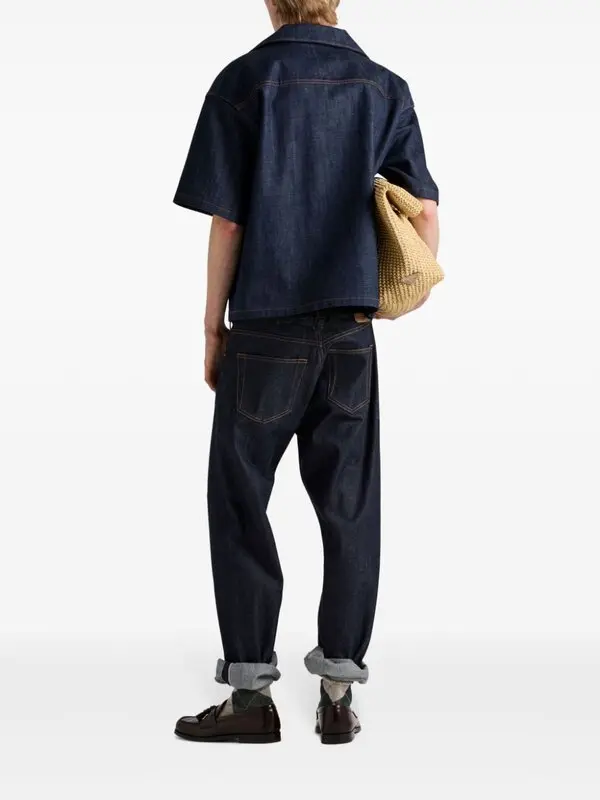 Prada Triangle-logo Button-up Denim Shirt