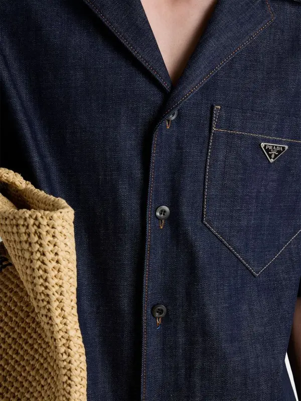 Prada Triangle-logo Button-up Denim Shirt