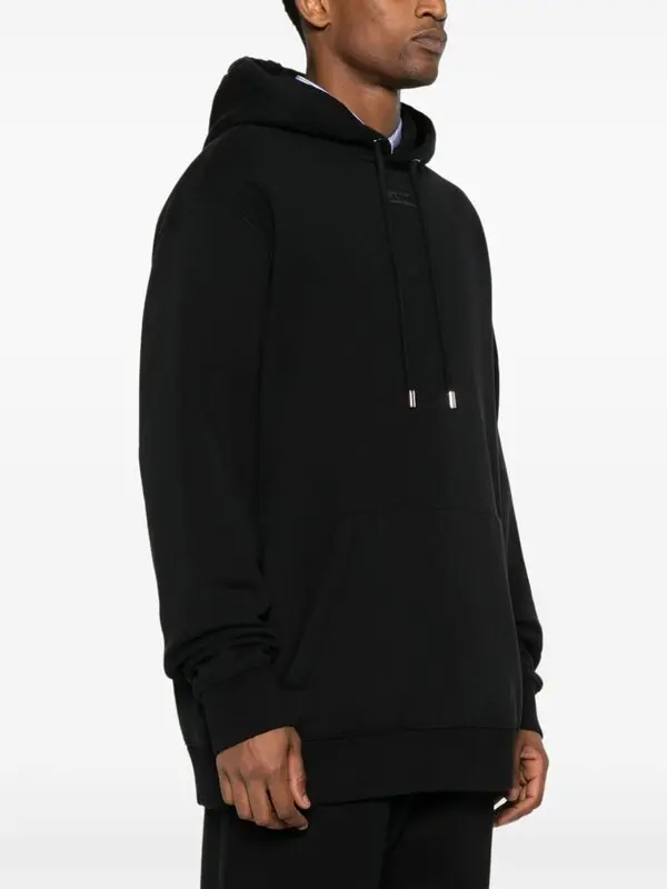 LANVIN Embroidered Logo Cotton Hoodie - Black