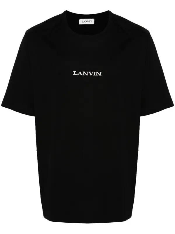 LANVIN Logo-embroidered Cotton T-shirt - Black