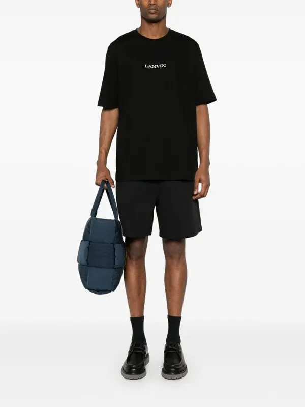 LANVIN Logo-embroidered Cotton T-shirt - Black