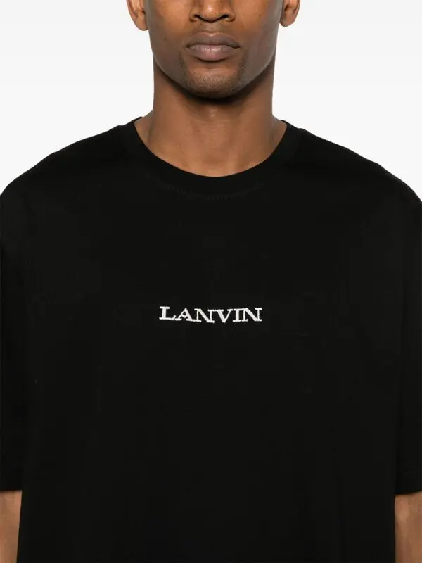 LANVIN Logo-embroidered Cotton T-shirt - Black