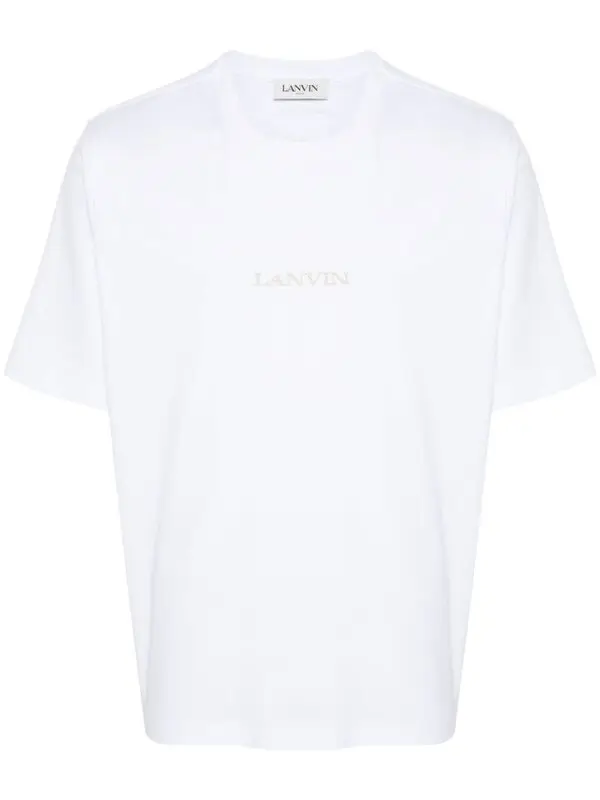 LANVIN Logo-embroidered Cotton T-shirt - White