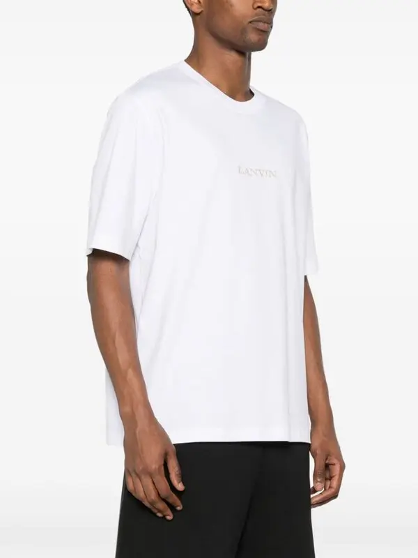 LANVIN Logo-embroidered Cotton T-shirt - White