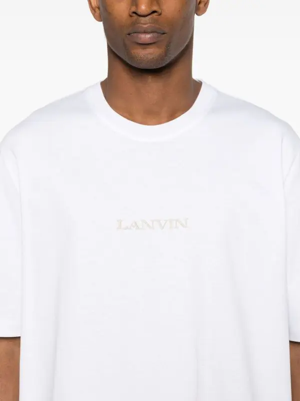 LANVIN Logo-embroidered Cotton T-shirt - White