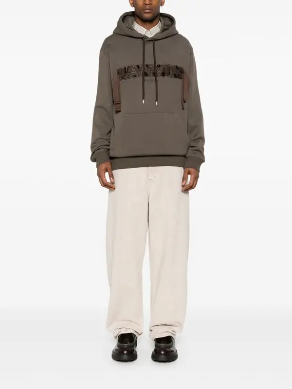 LANVIN Logo-embroidered Cotton Hoodie