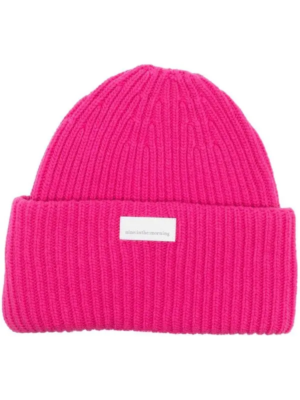 NINE:INTHE:MORNING Ribbed-knit Logo-patch Beanie