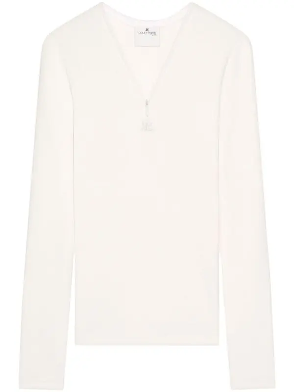 COURREGES 90's Zip-neck T-shirt