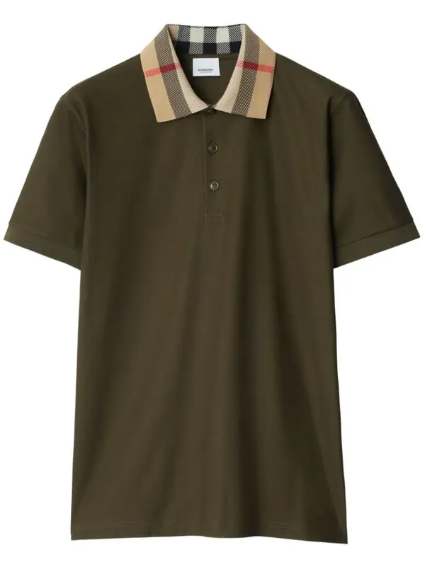 Burberry Checkered-collar Cotton Polo Shirt - Green
