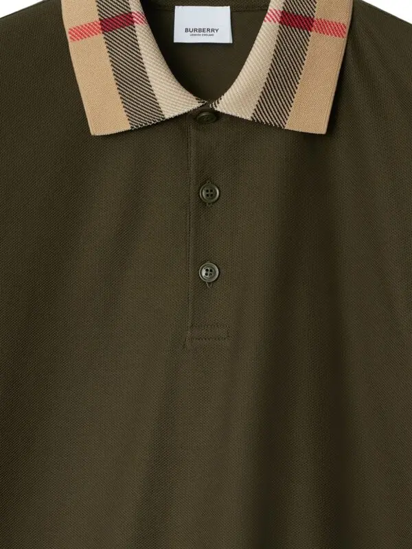 Burberry Checkered-collar Cotton Polo Shirt - Green