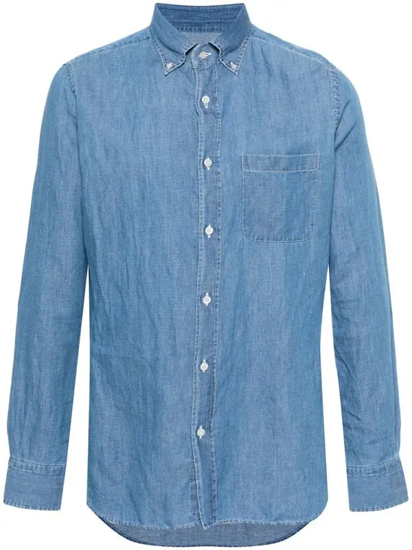 MOORER Rolf Chambray Shirt - Blue