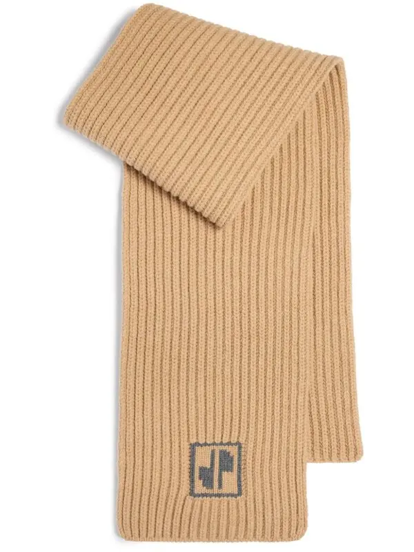 Patou Jp Ribbed Scarf - Neutrals