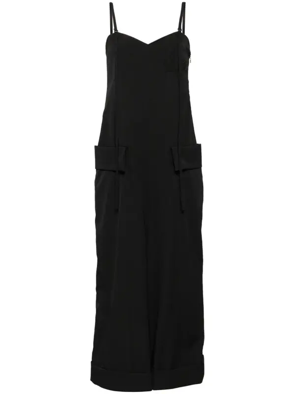 Yohji Yamamoto Sleeveless Wool Dungarees - Black