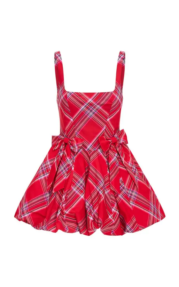 Loveshackfancy Ruelle Bow-Detailed Taffeta Mini Dress In Red - 70% Off |  Editorialist
