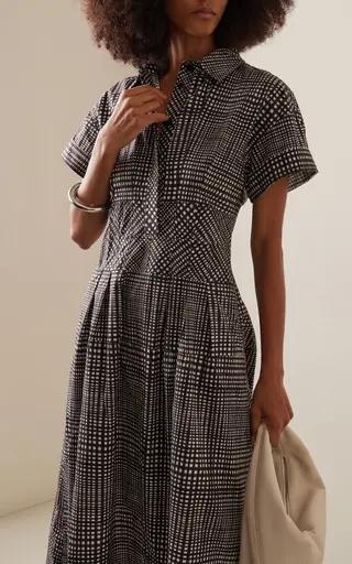 Proenza Schouler White Label Checked Cotton Poplin Midi Dress - Grey |  Editorialist