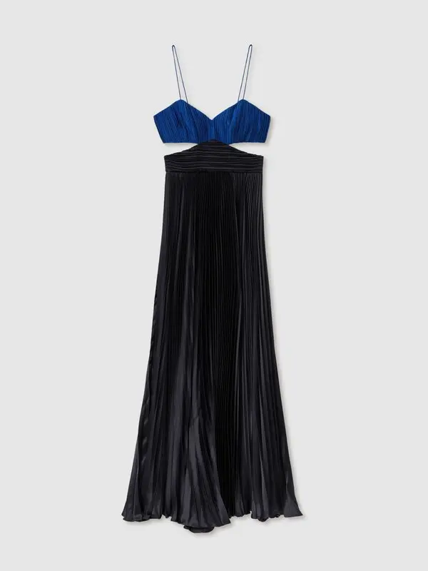 AMUR Elodie Pleated Maxi Dress