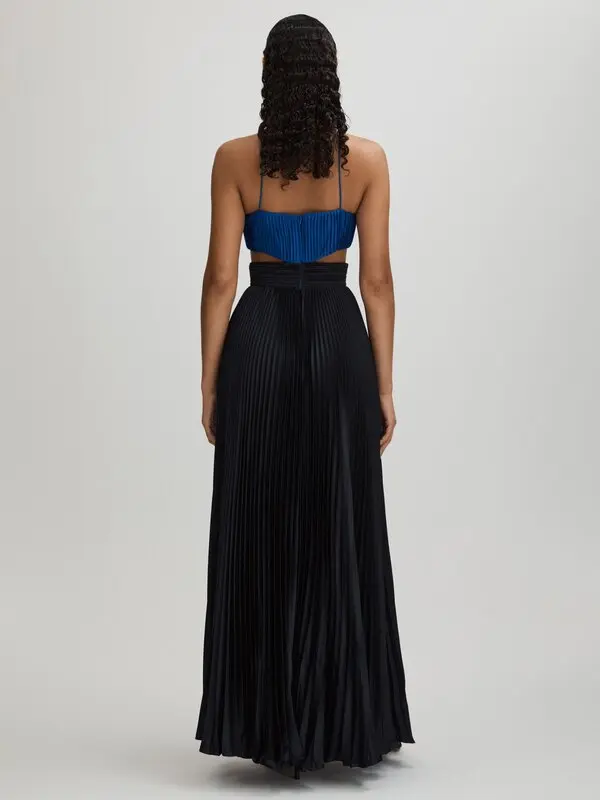 AMUR Elodie Pleated Maxi Dress