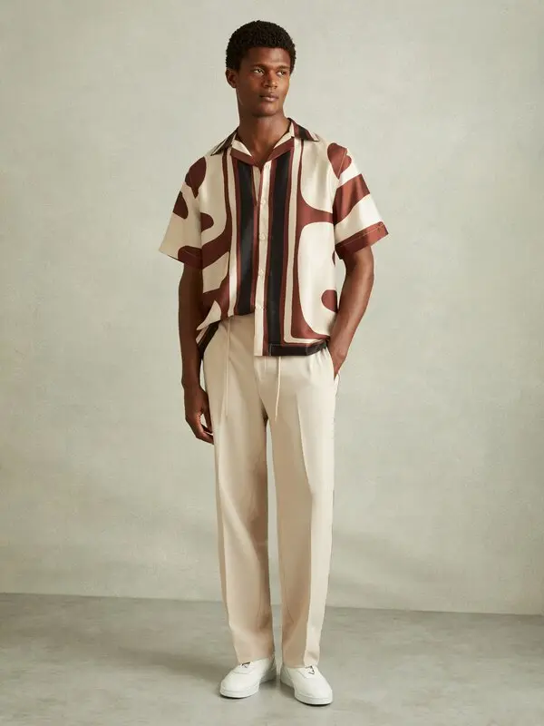 REISS Tom Relaxed Printed Cuban Collar Shirt