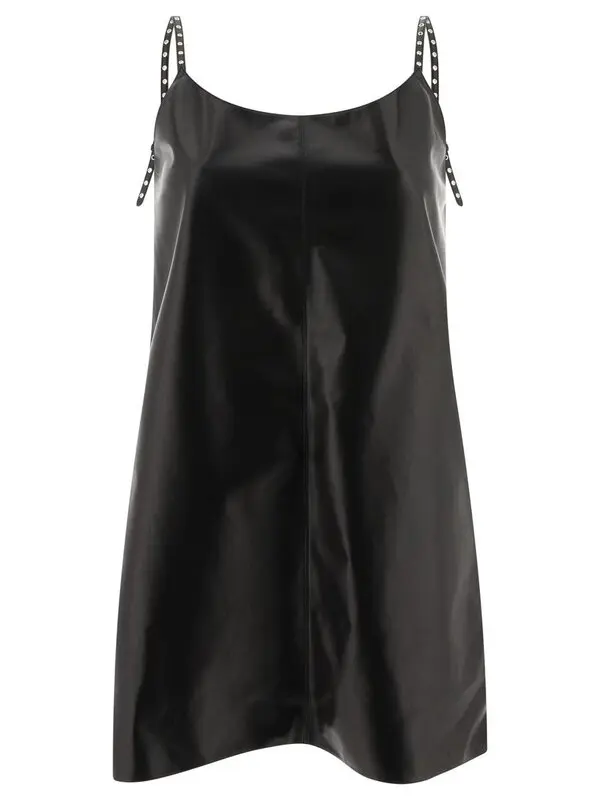 AlaA A-Line Leather Dress In Black - 33% Off | Editorialist