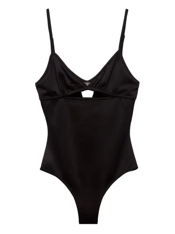 Prada Interlock Fabric One-piece Swimsuit With Cut-out Detail - Black