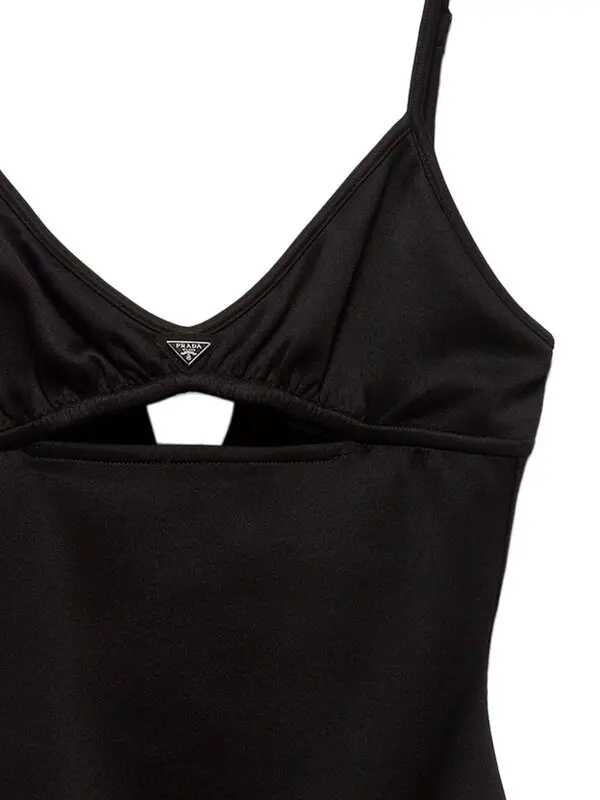 Prada Interlock Fabric One-piece Swimsuit With Cut-out Detail
