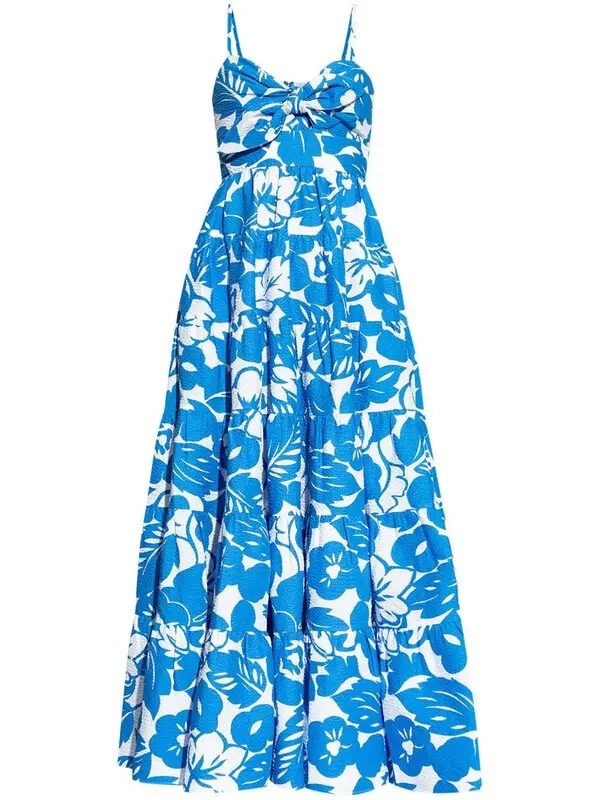 midi black and gold dress Marysia Strapless Metallic Floral Midi Dress