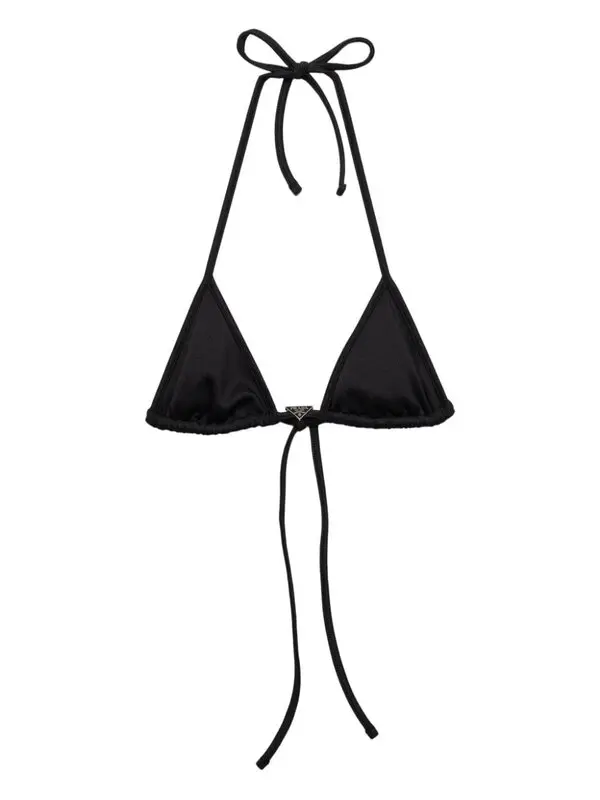Prada Triangle-cup Halterneck Bikini Top - Black