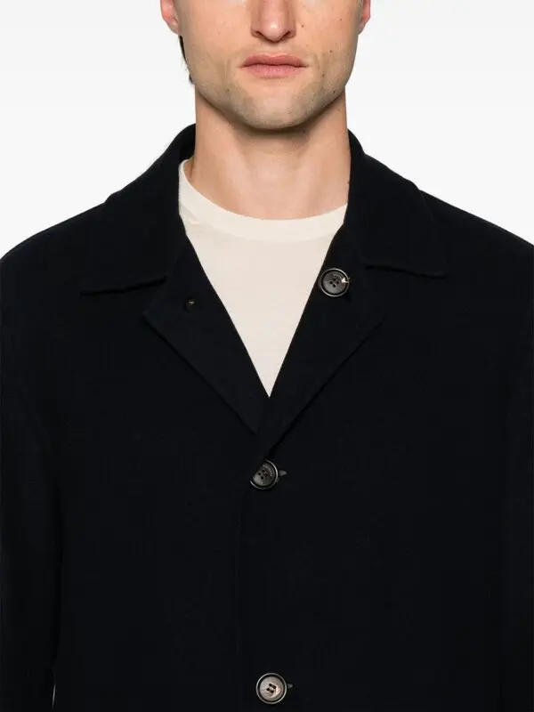 Eleventy Single-breasted Reversible Wool Coat