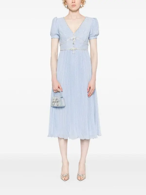 SELF-PORTRAIT Pleated Chiffon Midi Dress