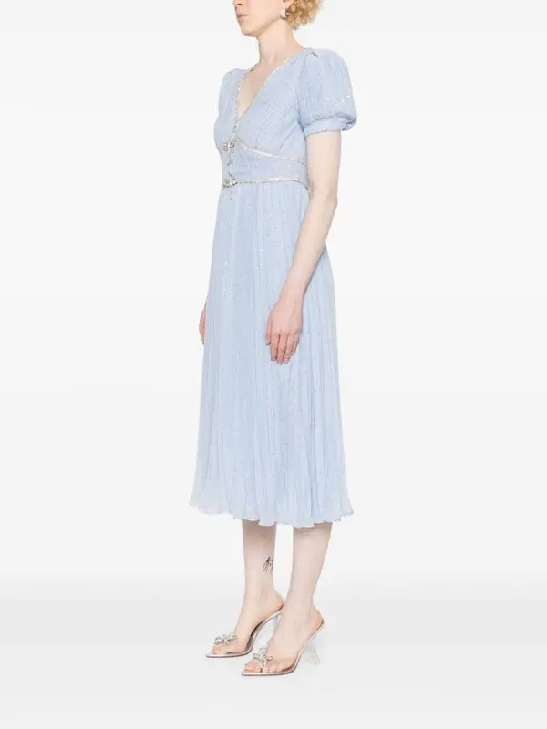 SELF-PORTRAIT Pleated Chiffon Midi Dress