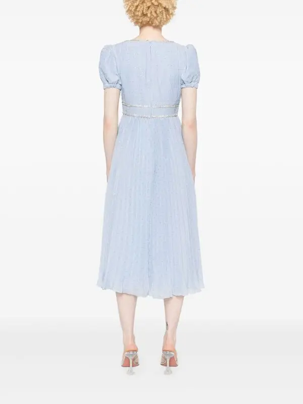 SELF-PORTRAIT Pleated Chiffon Midi Dress