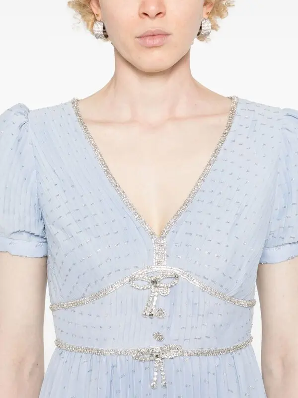 SELF-PORTRAIT Pleated Chiffon Midi Dress