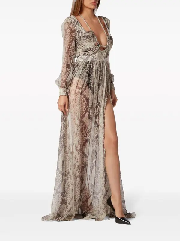 Philipp Plein Snakeskin-print Silk Maxi Dress