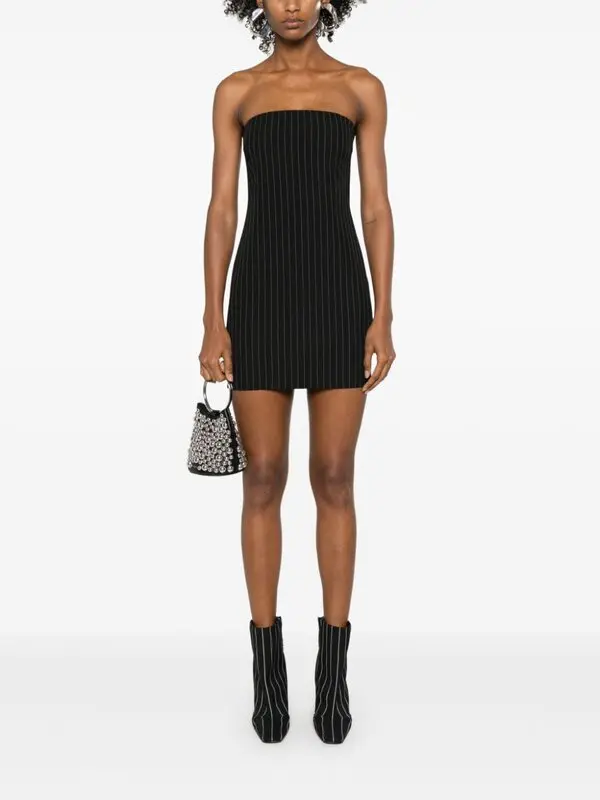 Patrizia Pepe Wide-neck Pinstriped Minidress
