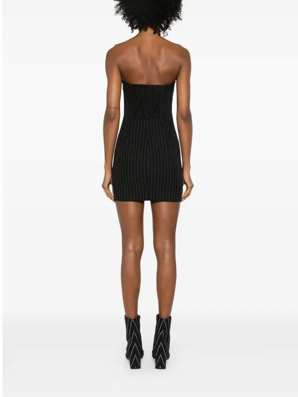 Patrizia Pepe Wide-neck Pinstriped Minidress